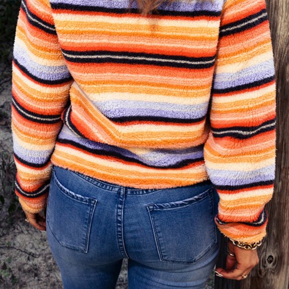 Sweaters | Multicolor Striped Sherpa Sweatshirt | Poshmark